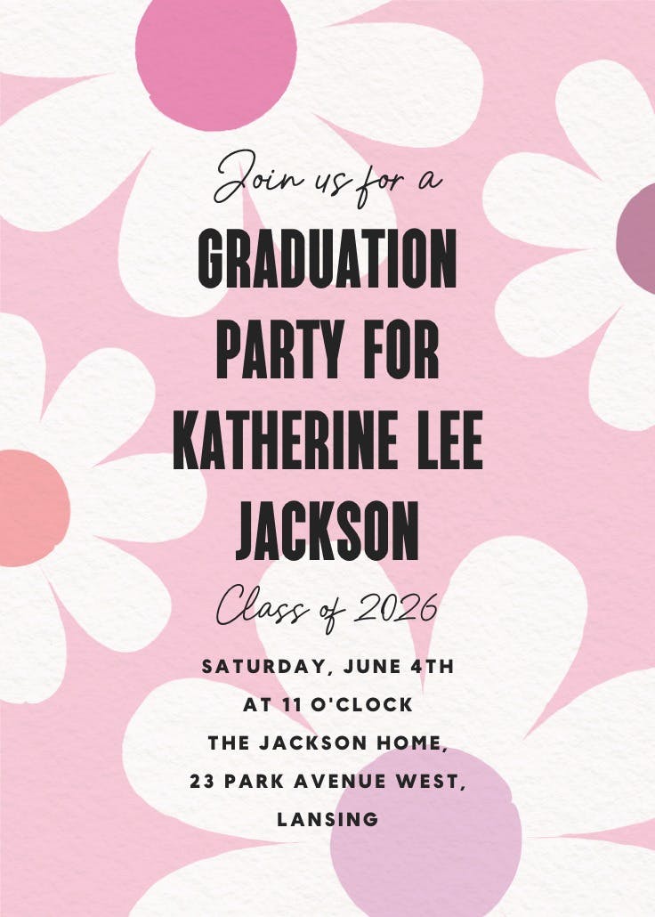 Bold Daisies - Graduation Party Invitation Template | Greetings Island